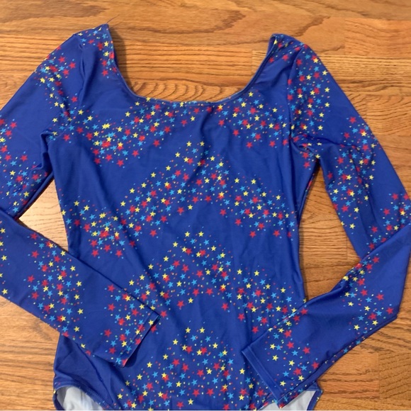 Danskin | Tops | Vintage Danskin Blue Starry Long Sleeve Leotard Size M ...